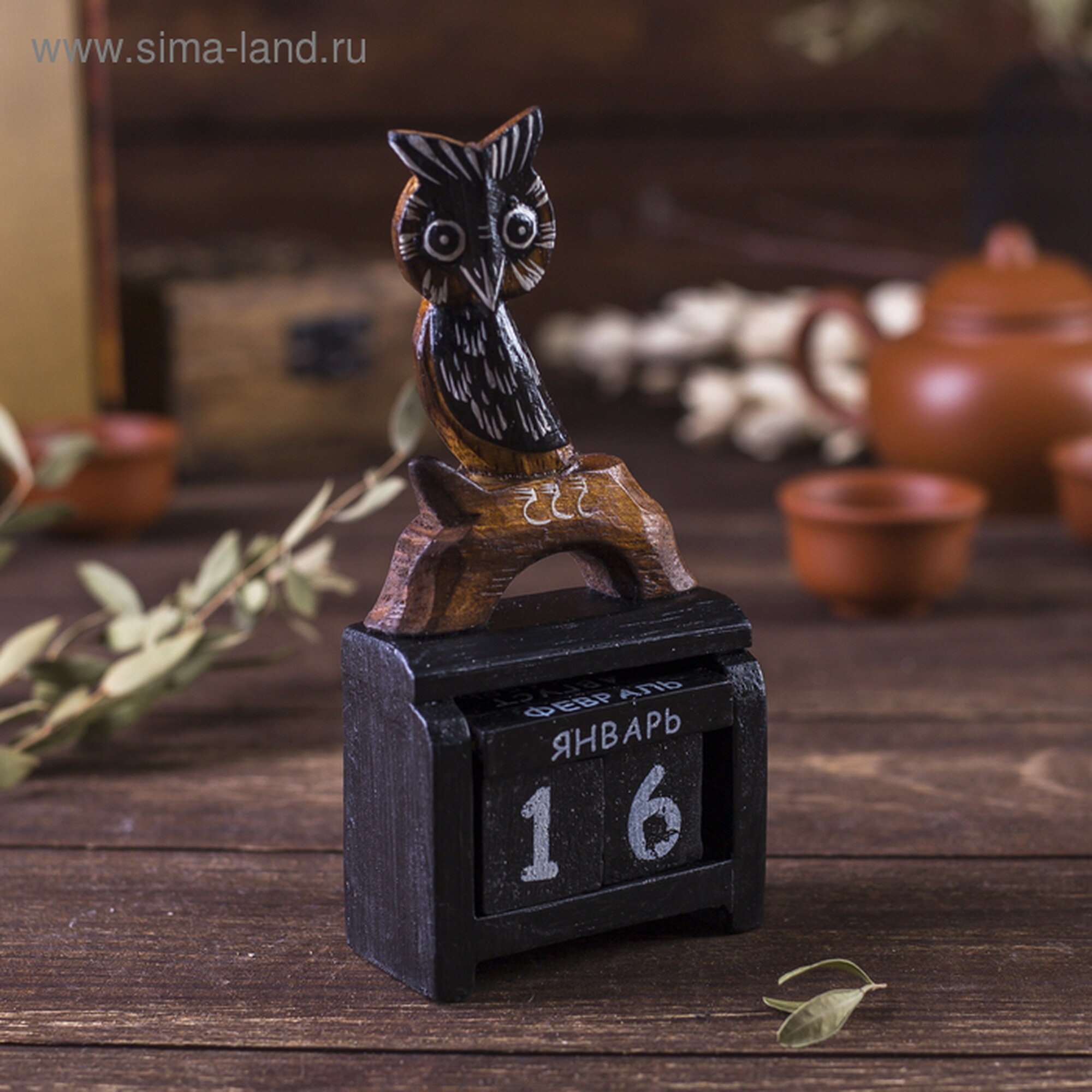 Вечный календарь настольный «Сова», 7 × 3.5 × 14.5 см, дерево