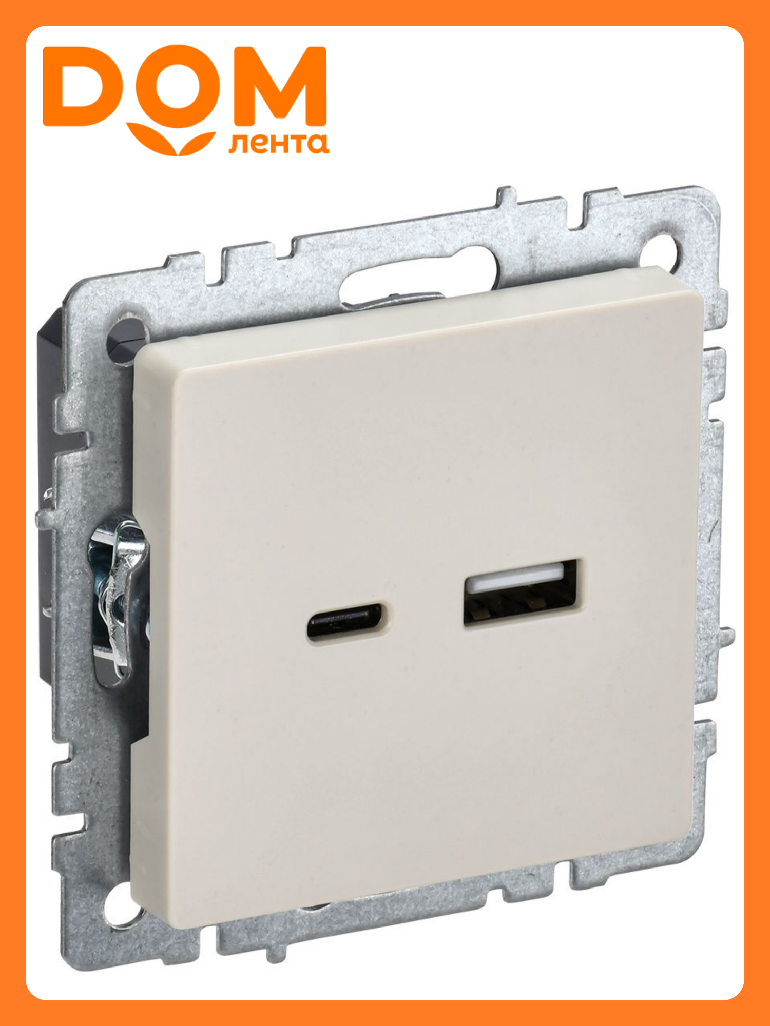 Розетка IEK BRITE РЮ11-1-БрКр, USB A+C, 18 Вт, IP20, заземляющий контакт