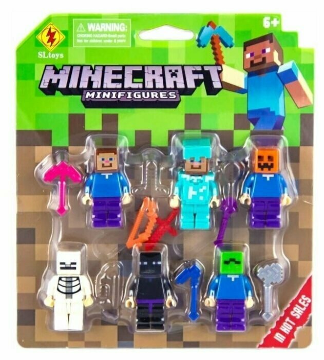 Набор из 6 фигурок из игры Майнкрафт