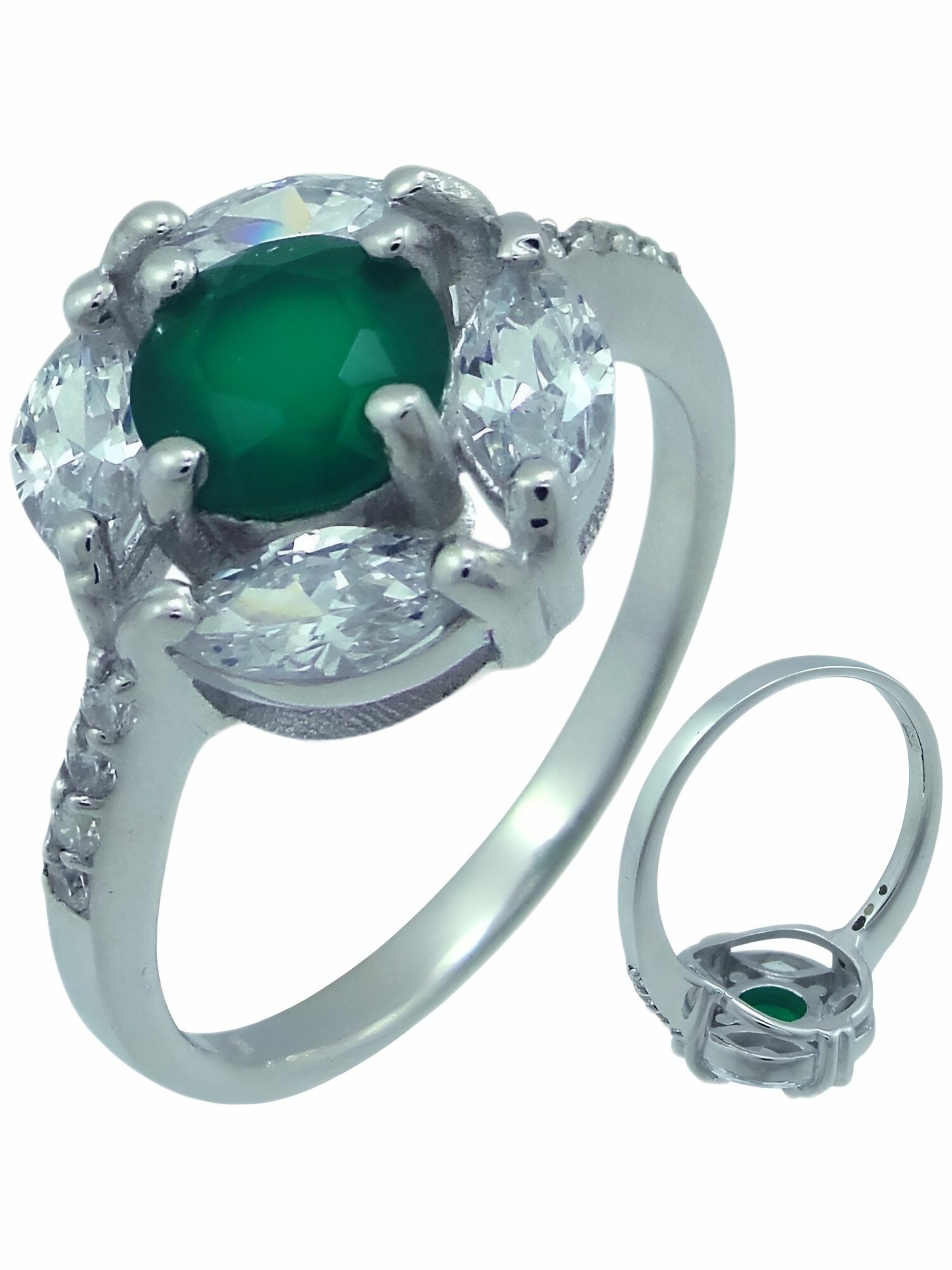 Кольцо, серебро, 925 проба, родирование, фианит