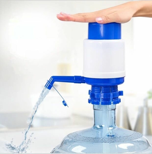 Помпа для воды, механическая, пластик, загрузка снизу, синяя/белая
