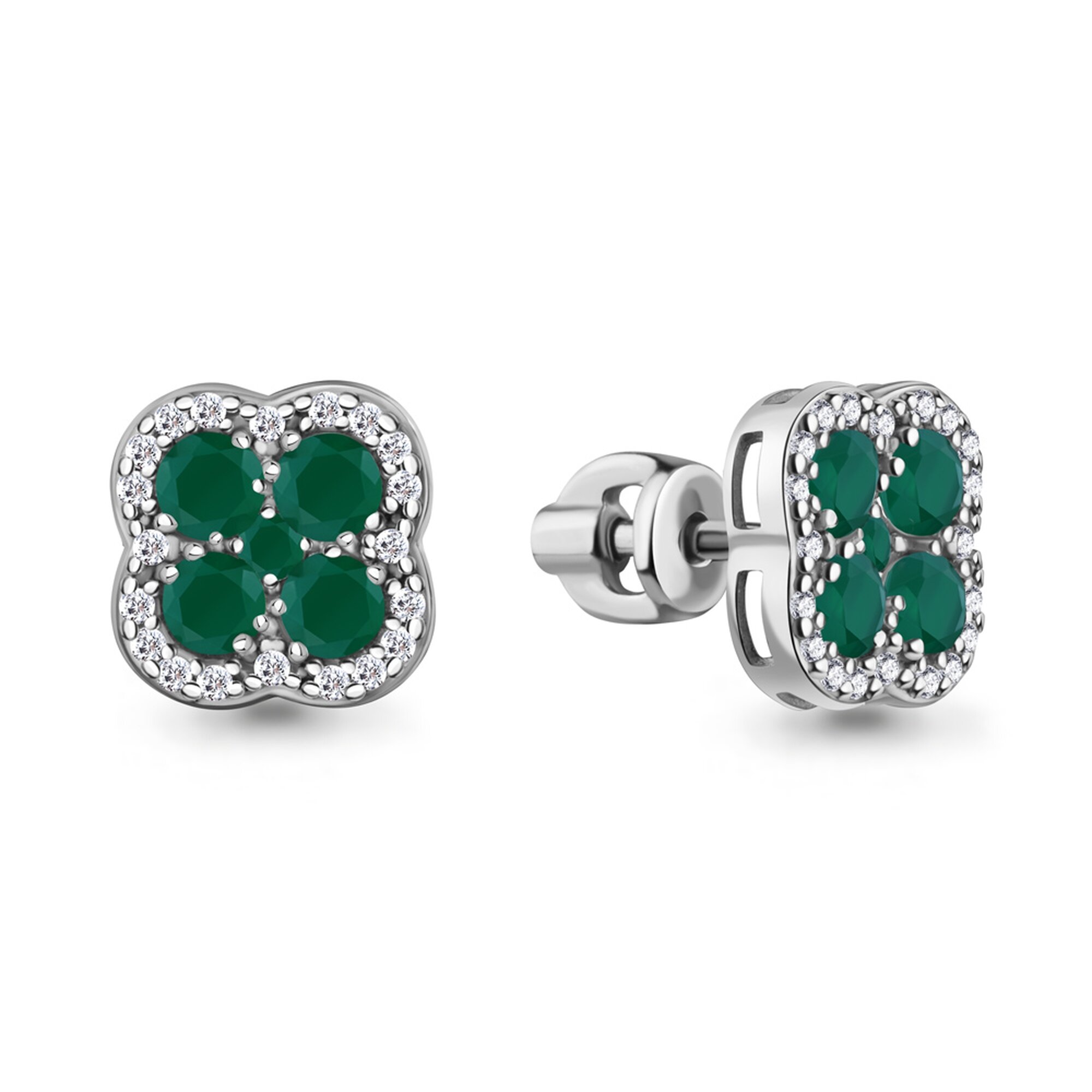 Серьги, серебро, 925 проба, родирование, агат, фианит