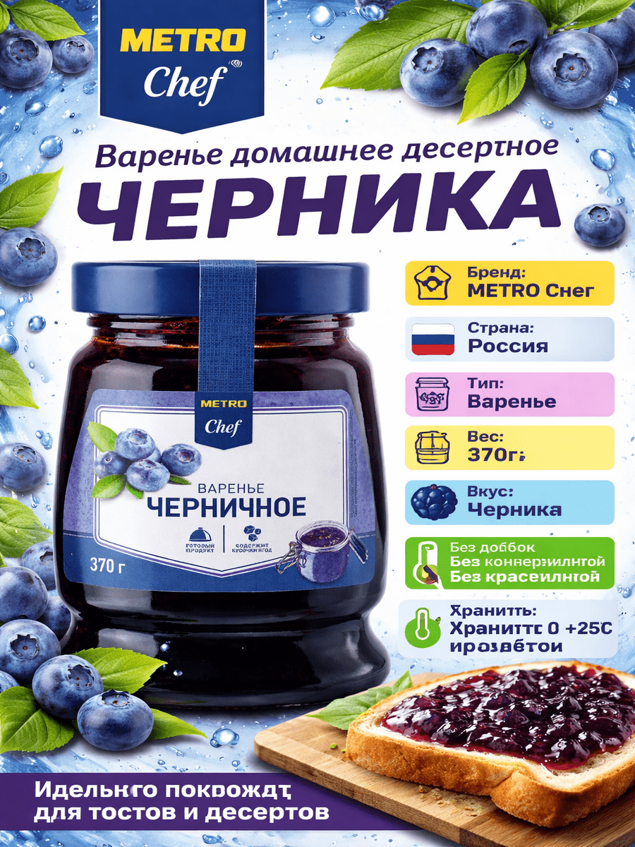 METRO Chef Варенье домашнее десертное черника, 370г