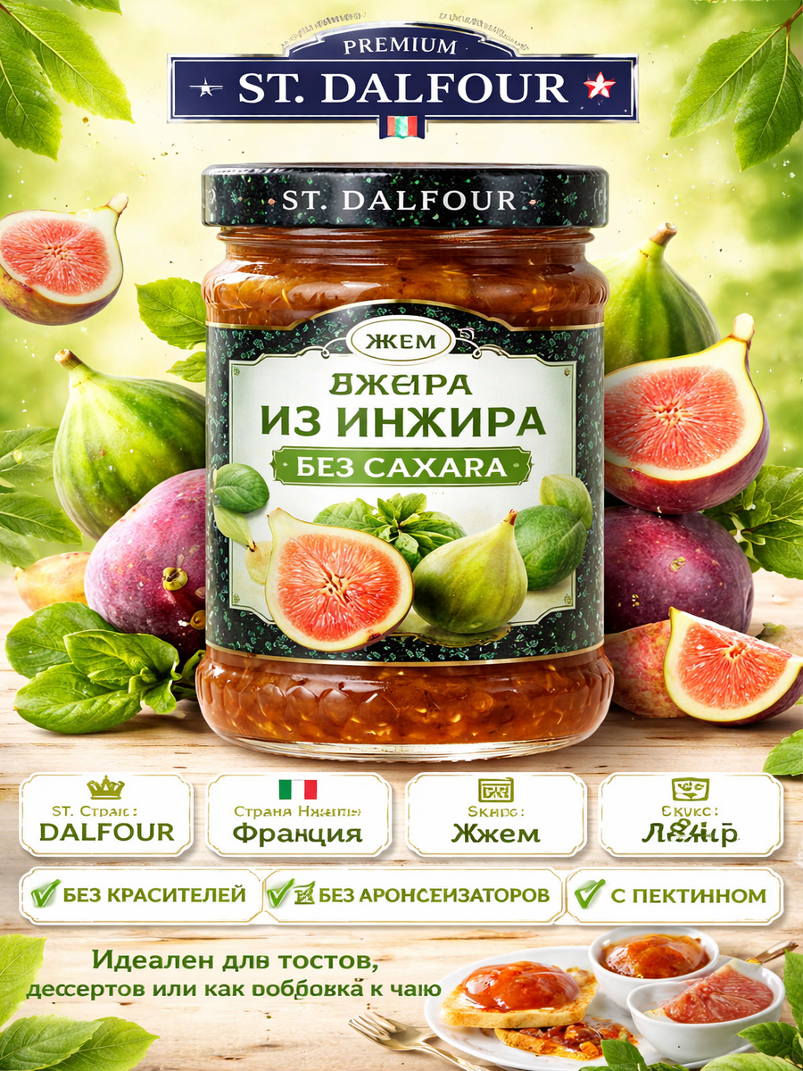 Джем St. Dalfour из инжира без сахара, 284г