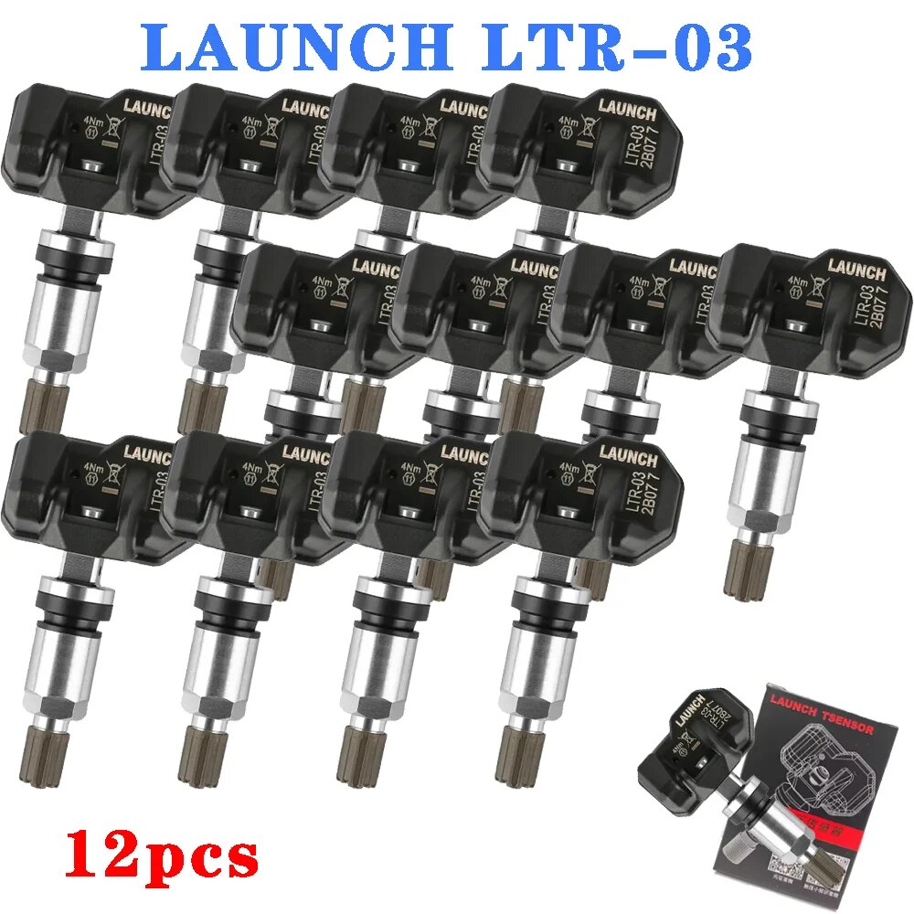 Датчик TPMS LAUNCH LTR-03, 315 МГц/433 МГц, двухчастотный, с металлическим винтовым клапаном, 12pcs