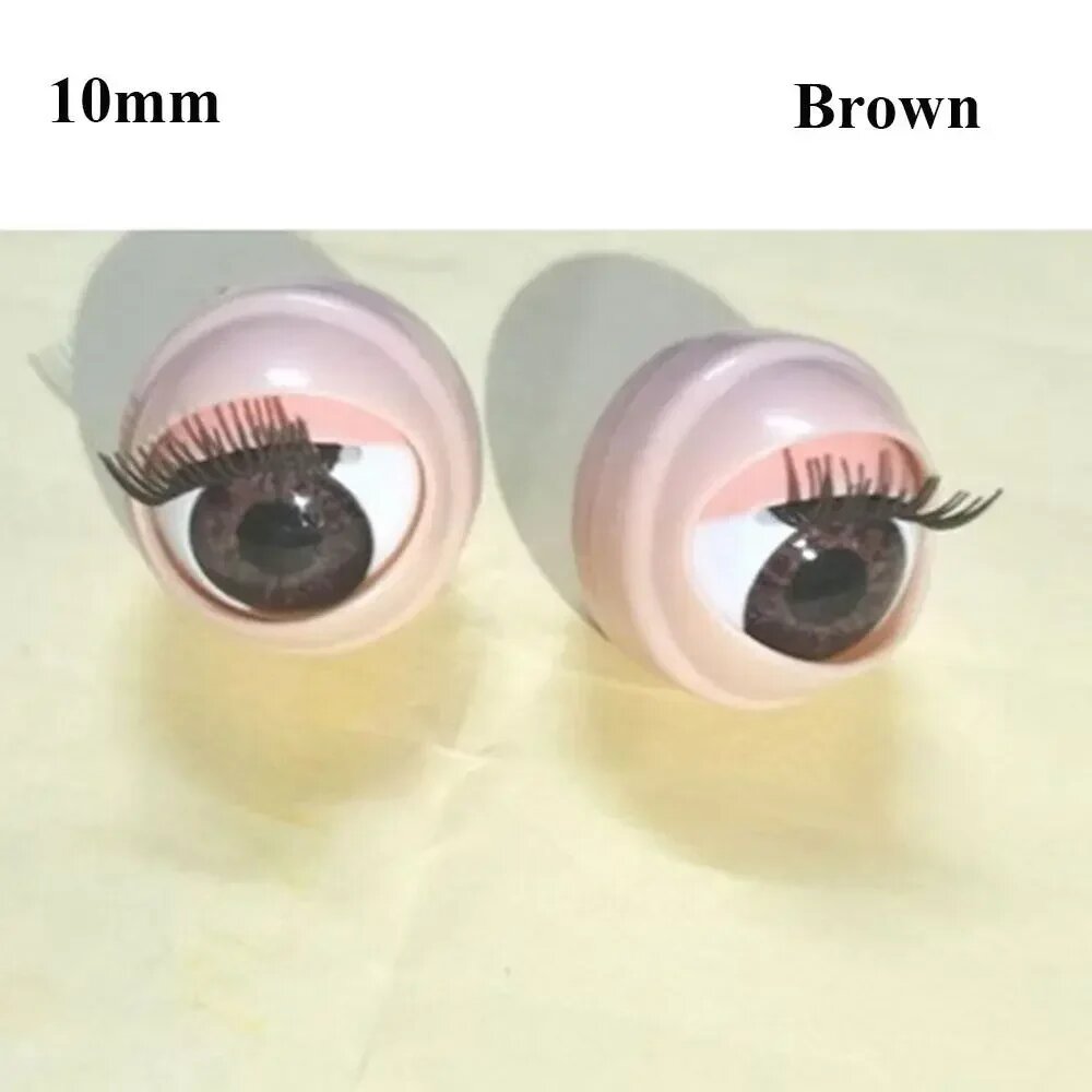 Глазные яблоки кукольные 10mm Brown с ресницами, 1 пара