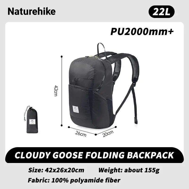 Naturehike 22L туристический рюкзак Черный, 22L - Black