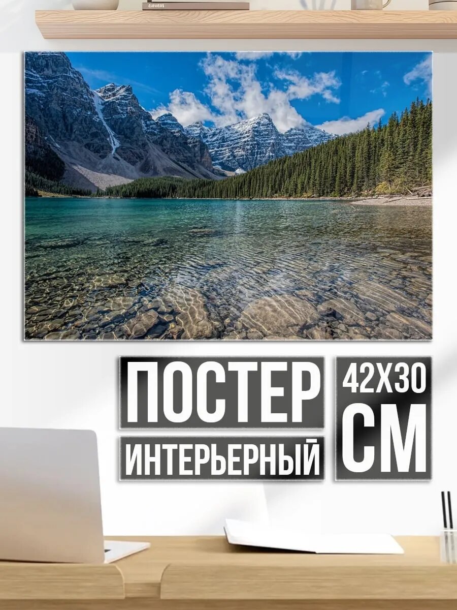 Плакат постер Горное озеро и лес