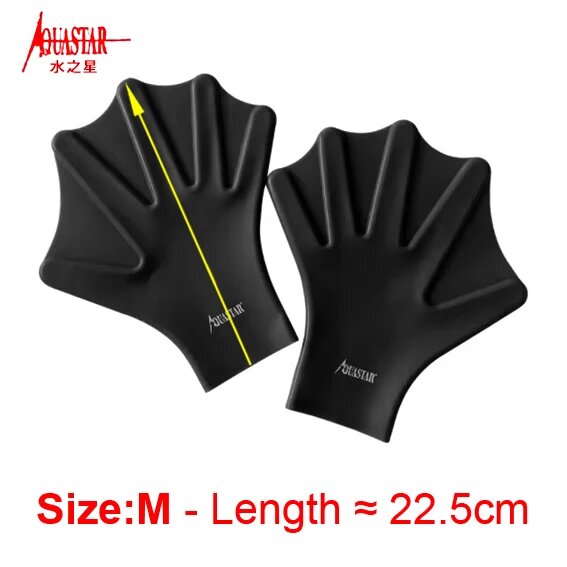 Силиконовые перчатки для плавания E1079 Черный, M-Long 22.5cm