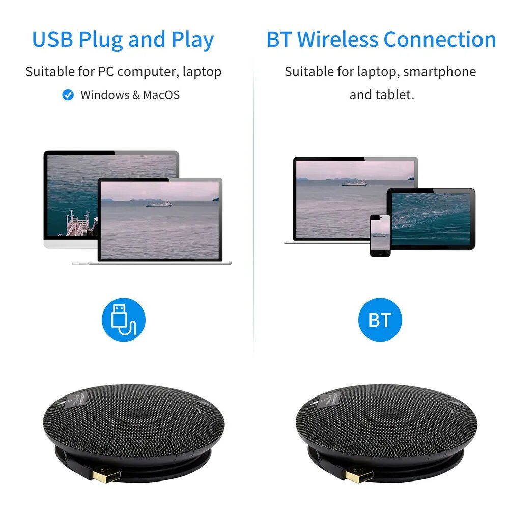 Bluetooth Speakerphone Mini Portable Wireless Microphone for Conference — фото 1