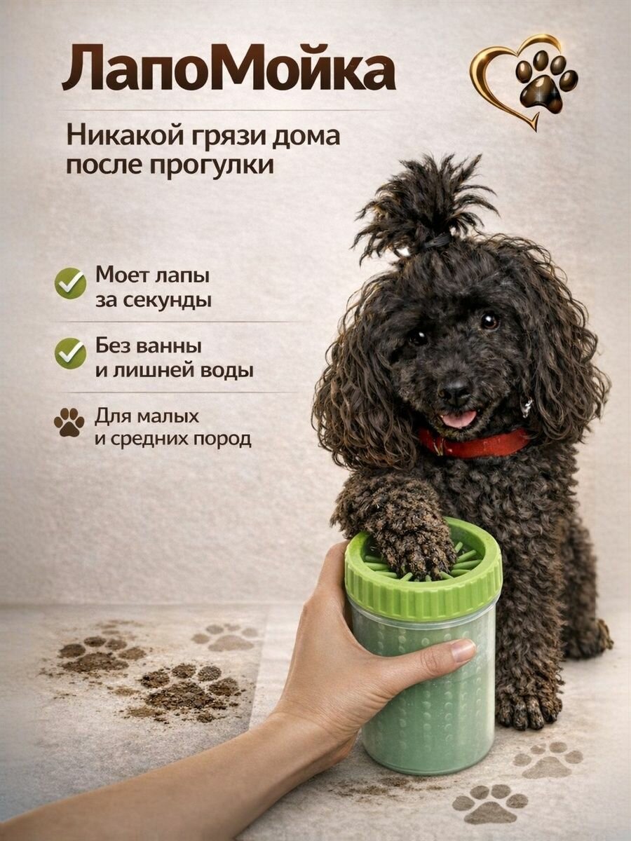 Лапомойка для малых и средних пород собак для мытья лап для гигиены лап