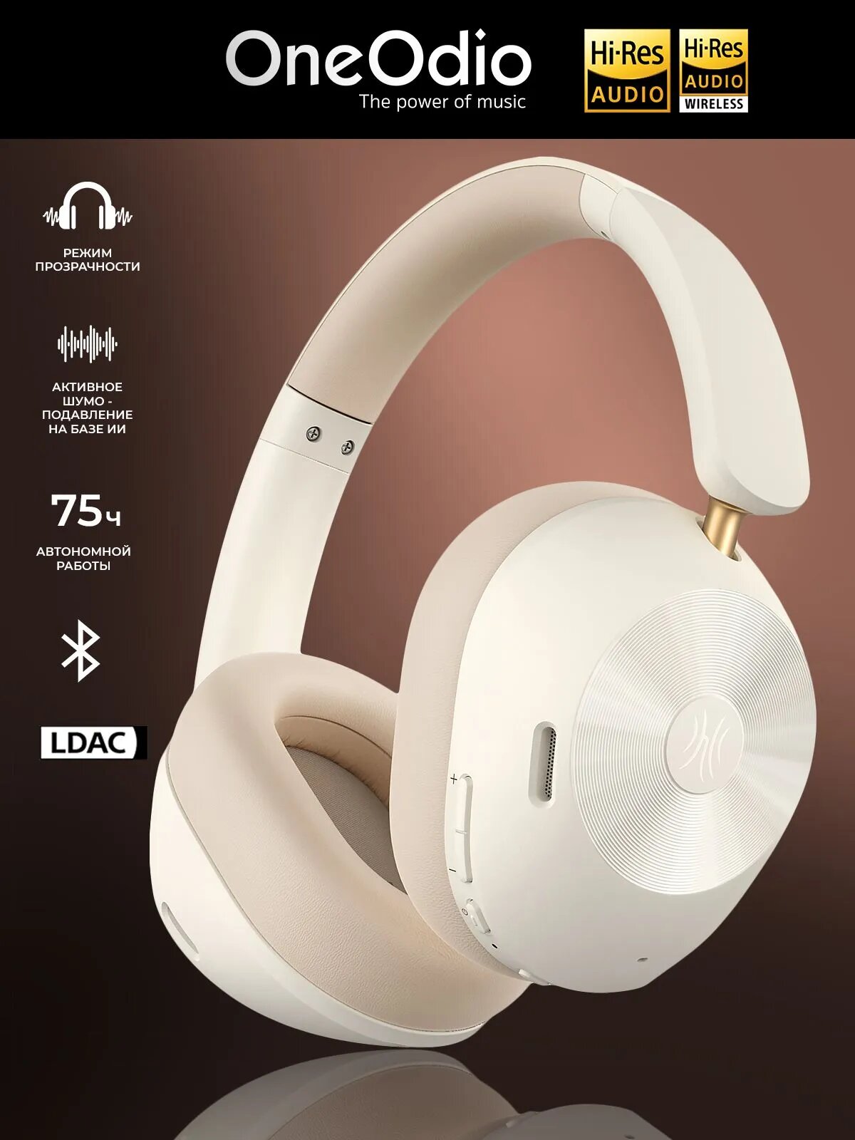 Oneodio A5 беспроводные наушники Oneodio Focus A5 White с активным шумоподавлением