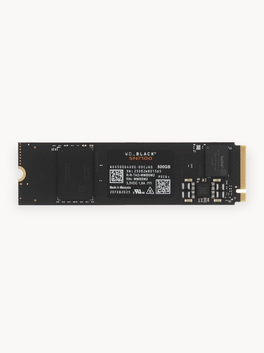 Твердотельный накопитель Western Digital черный SSD SN7100 M2.2280 PCIe 4.0 500Gb, 6800MBs/5000MBs, TbW 300, WDS500G4X0E, 1 year