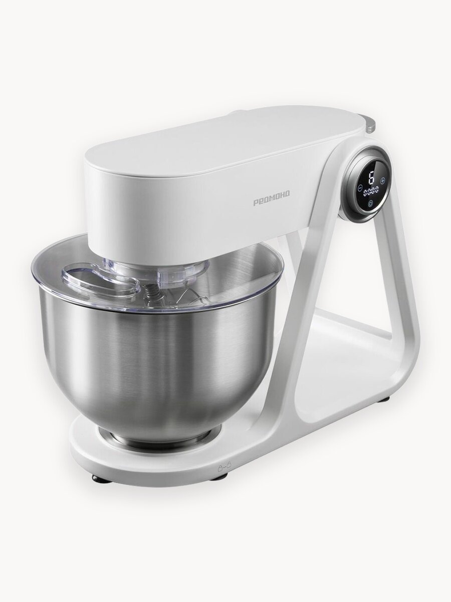 Планетарный миксер 3в1 Redmond FM600 1500 Вт, 6 скоростей, чаша 5л, 3Dсмешивание, металлический корпус, сенсорное управление, двойная защита двигателя, белый