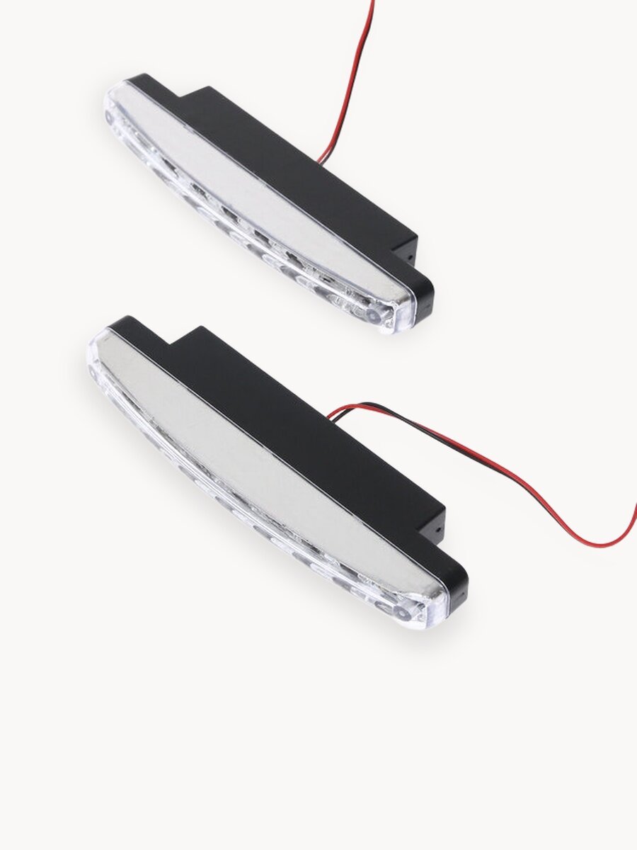 Дневные ходовые огни, 12 В, 24 Вт, 8 LED, 6500 К, провод 80 см, набор 2 шт