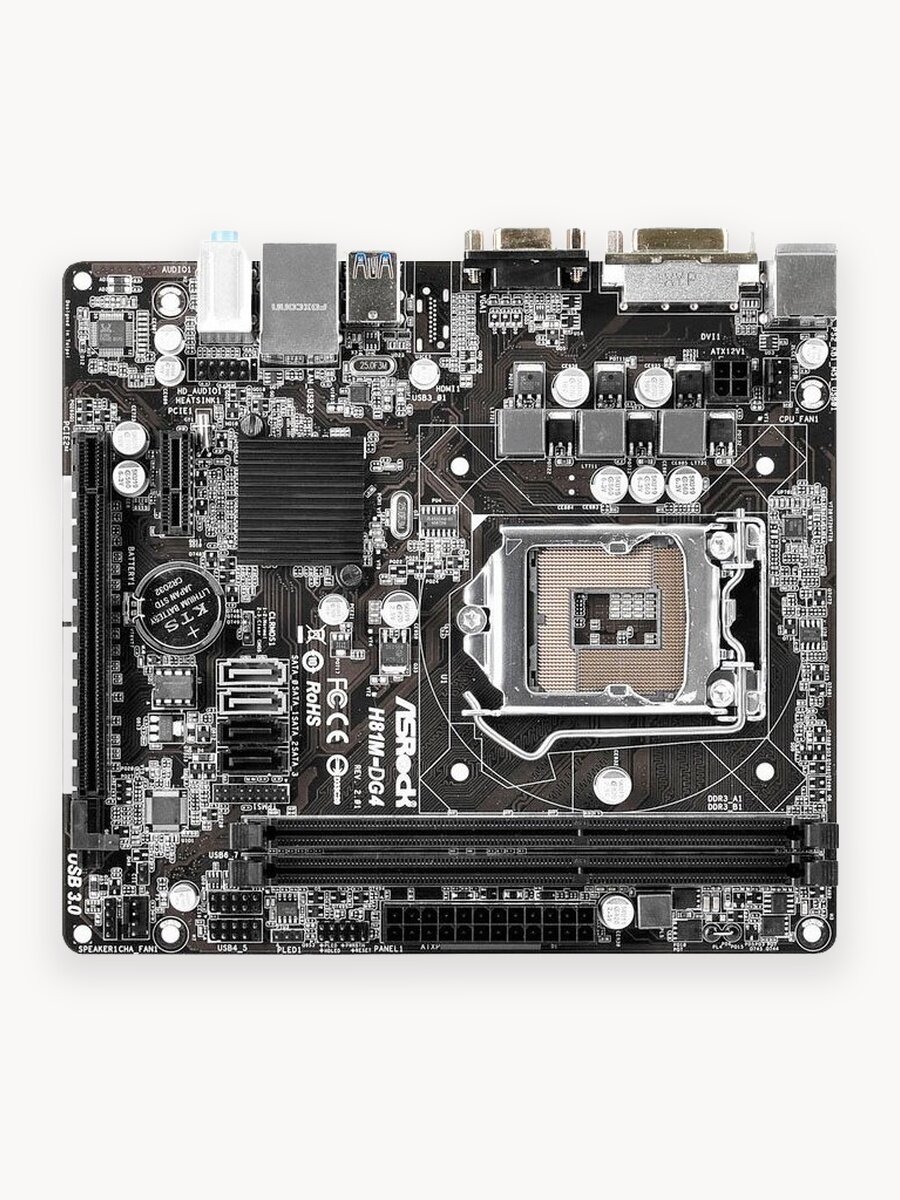 Материнская плата ASRock H81M-DG4 (LGA1150/H81/2xDDR3/1xPCI-Ex16/1xPCI-Ex1/SB5.1/GLAN/D-Sub/DVI-D/GLAN/mATX)