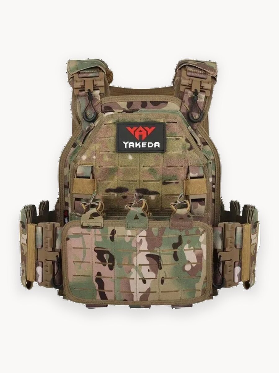 Бронежилет, плитник с подсумками Yakeda (без пластин). Цвет Мультикам
