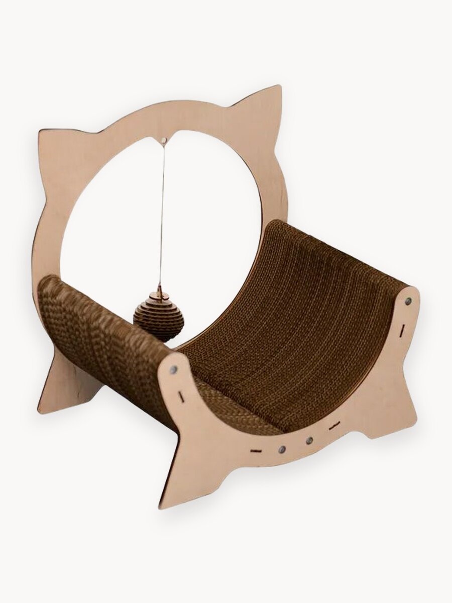 Когтеточка TIME TO TRY "KAT-05", картонно-фанерная, напольная, с домиком