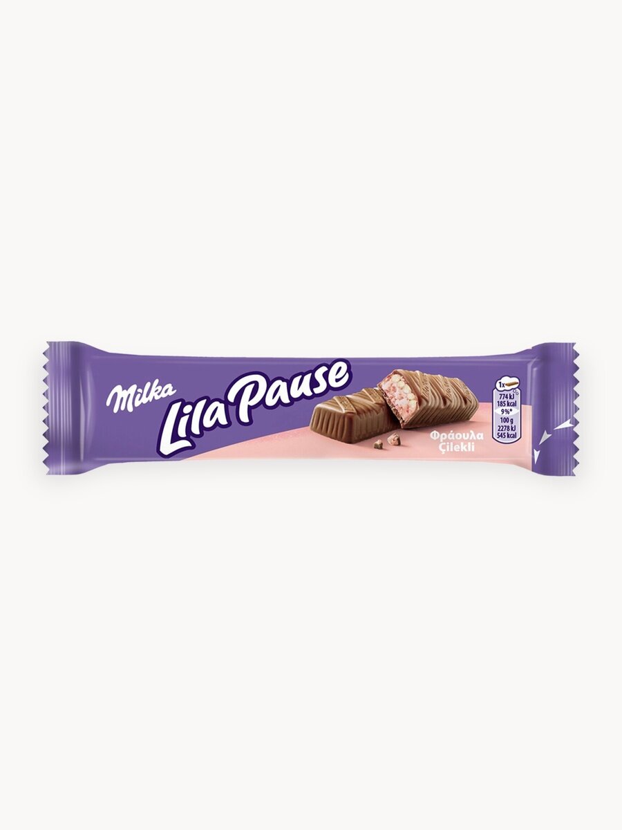 Шоколадный батончик Milka Lila Pause клубничной начинкой 34г(Германия)