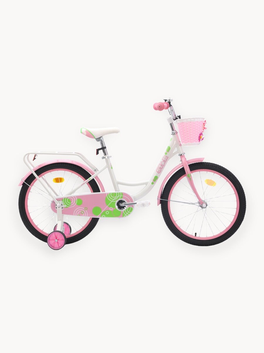 Велосипед детский 702-20" STAR / белый с розовыми вставками / на рост: 120-140см или от 7 до 10 лет