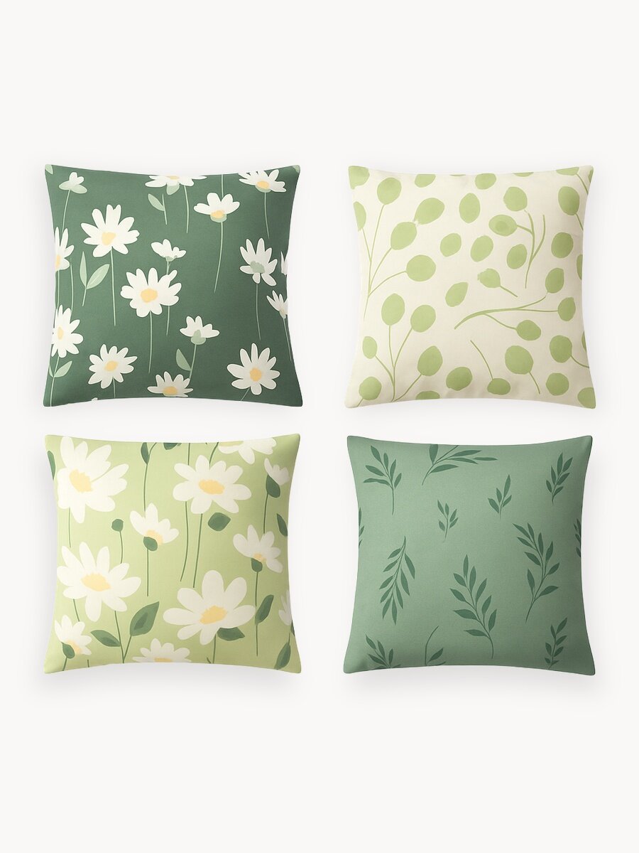 Набор декоративных наволочек Этель "Цветение" - 4 шт, 40х40 см, велюр