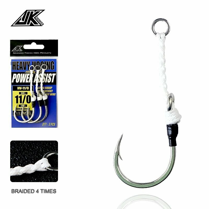 JK HV Heavy Assist Морские джиг-крючки 5/0 7/0 9/0 11/0 Mustad 9 l 0, 3 packs
