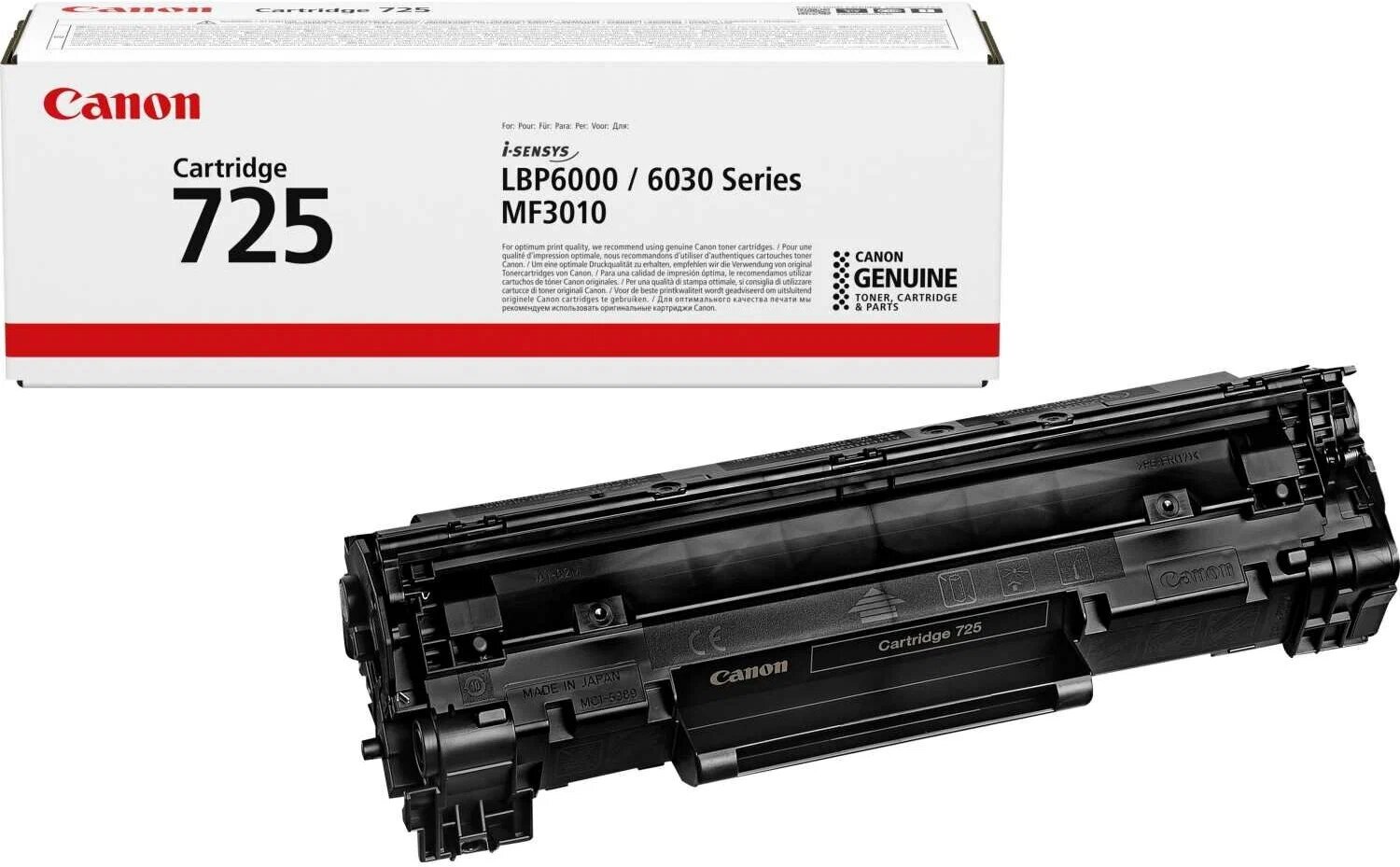 Картридж Canon 725 черный Оригинал 1600 стр, black для LBP6000 серии/MF3010