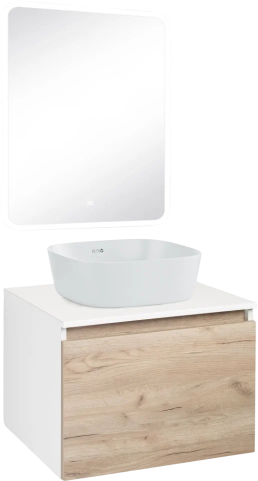 Мебель для ванной Runo Бари 60 крафтовый дуб, раковина Bella 40