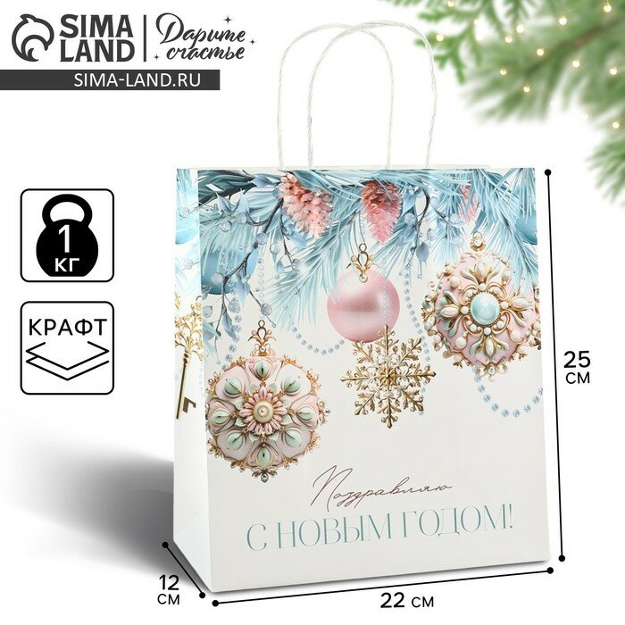 Пакет подарочный новогодний «Поздравляю С Новым годом»,
