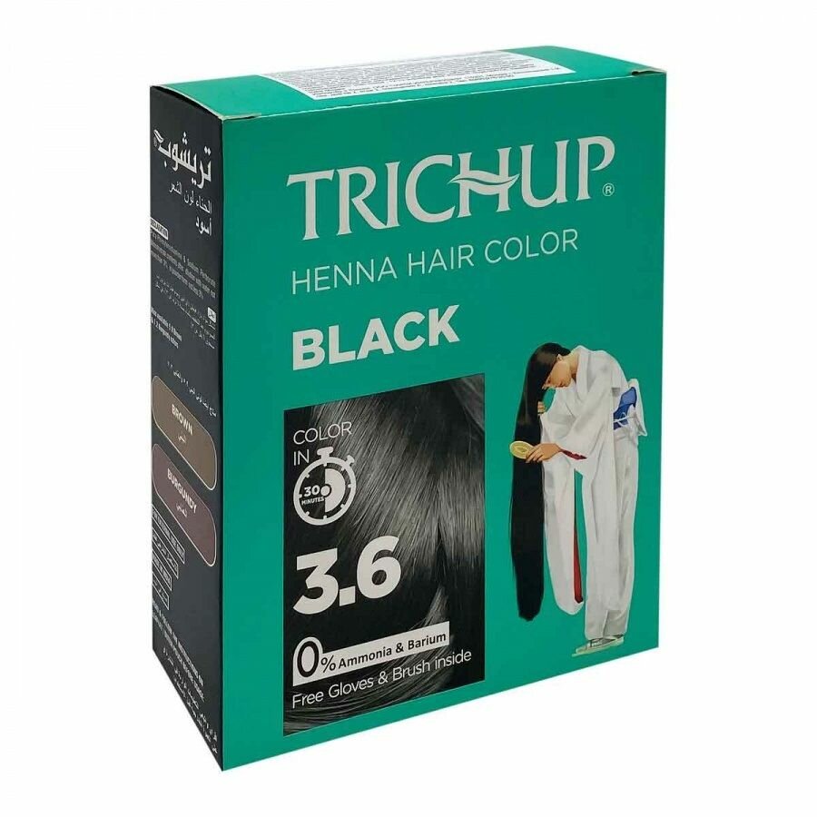 Trichup Henna Hair Color BLACK / Тричуп краска для волос на основе хны черная - 6x10 г