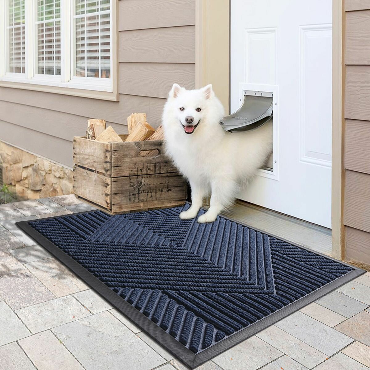 Ковер в прихожей DEXI, коврик лежащий у входа в дом, резиновое дно, неправильный геометрический рисунок, однотонный цвет