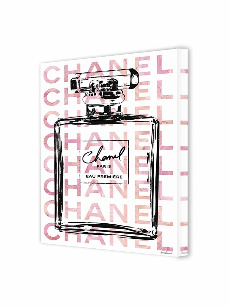 Интерьерная картина на холсте в стиле поп-арт / в лофт / шанель для девушки, духи, в гостиную, спальню на стену для детей интерьера Chanel, 33 х 59 см, MaskOff, 1 шт.