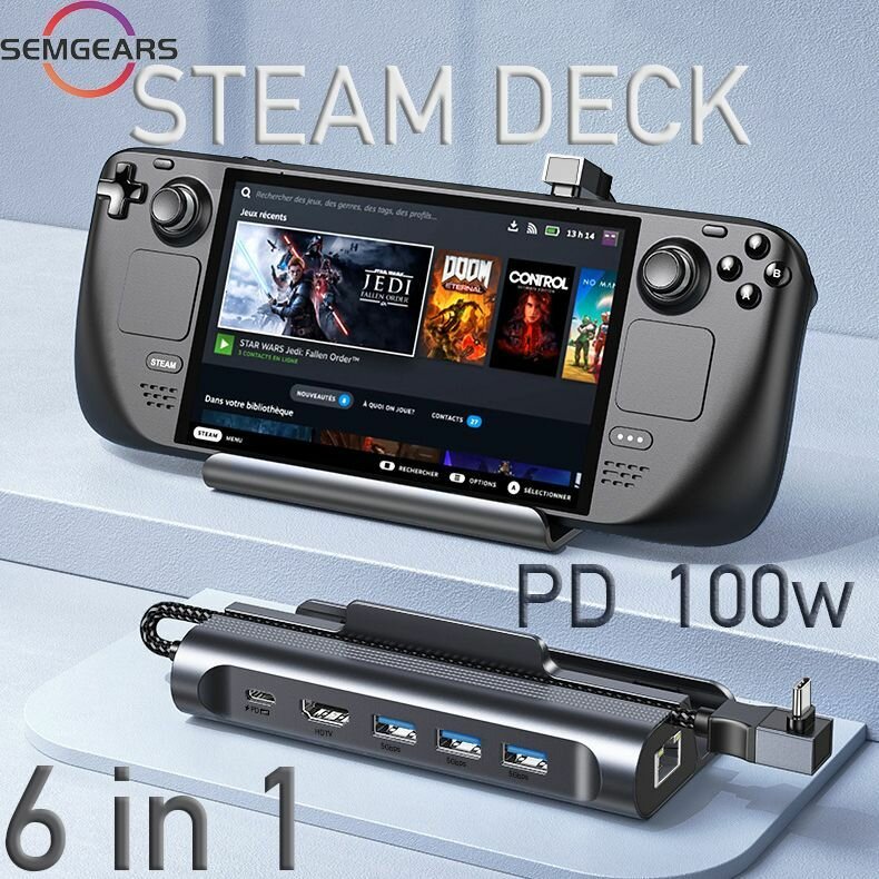 Док станция для Steam Deck, ROG Ally, подставка - USB 3.0/ 4K 60HZ/PD100w зарядное устройство