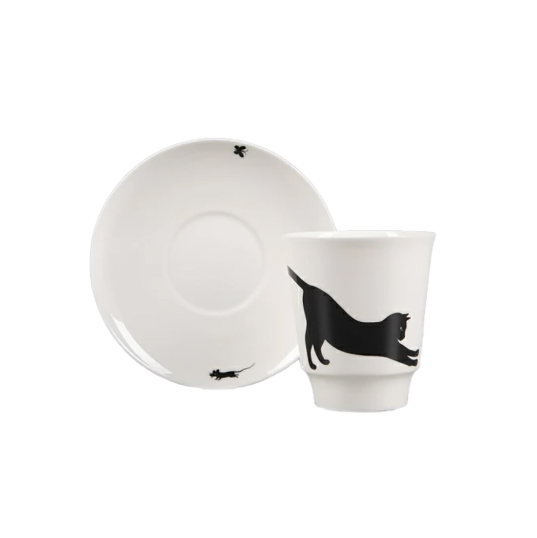 Кофейная пара костяная Императорский фарфоровый завод ИФЗ ф. Майская "Кошки-мышки" 165 мл