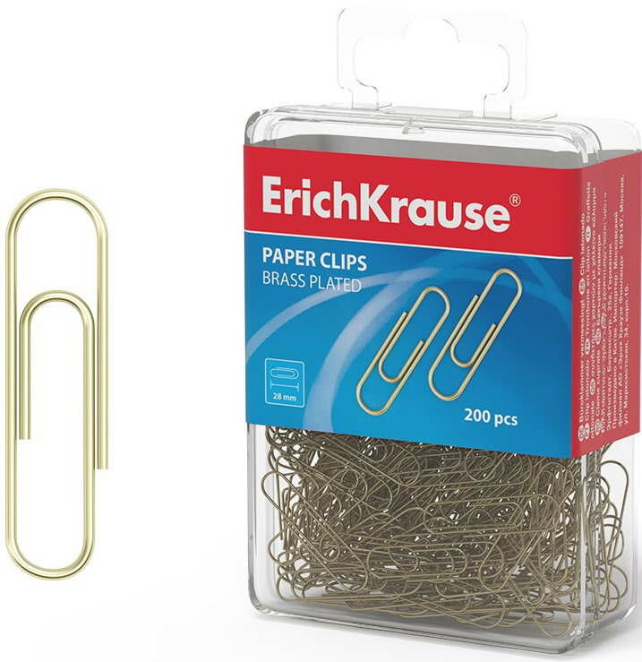 Скрепки металлические омедненные ErichKrause, 28мм