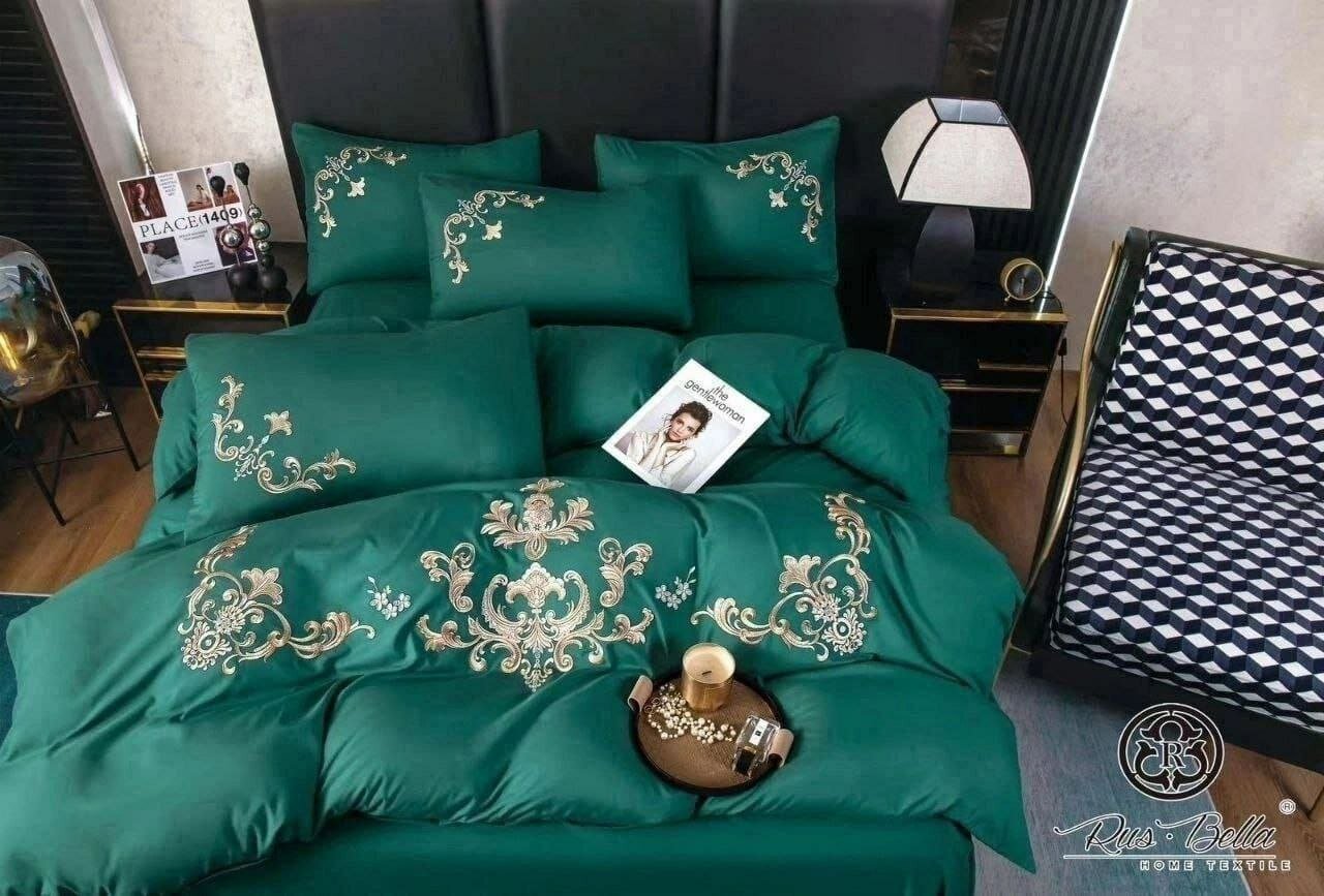 Комплект Постельного Белья Евро размер в подарочной коробке - Зеленый