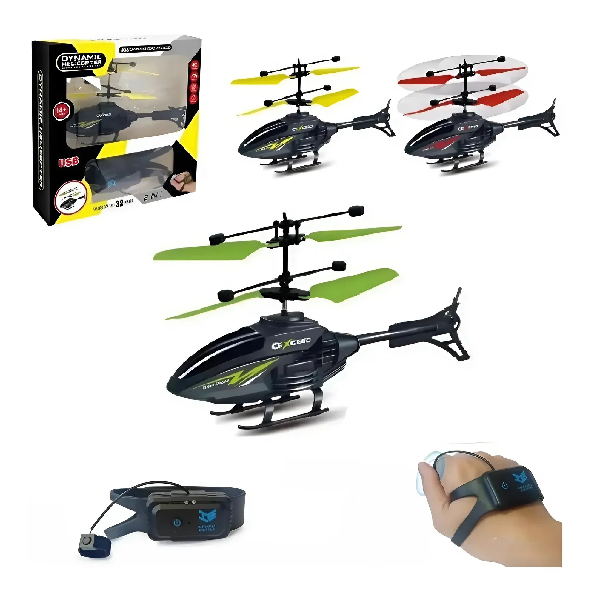 Летающий вертолет 18 см на пульте управления браслете