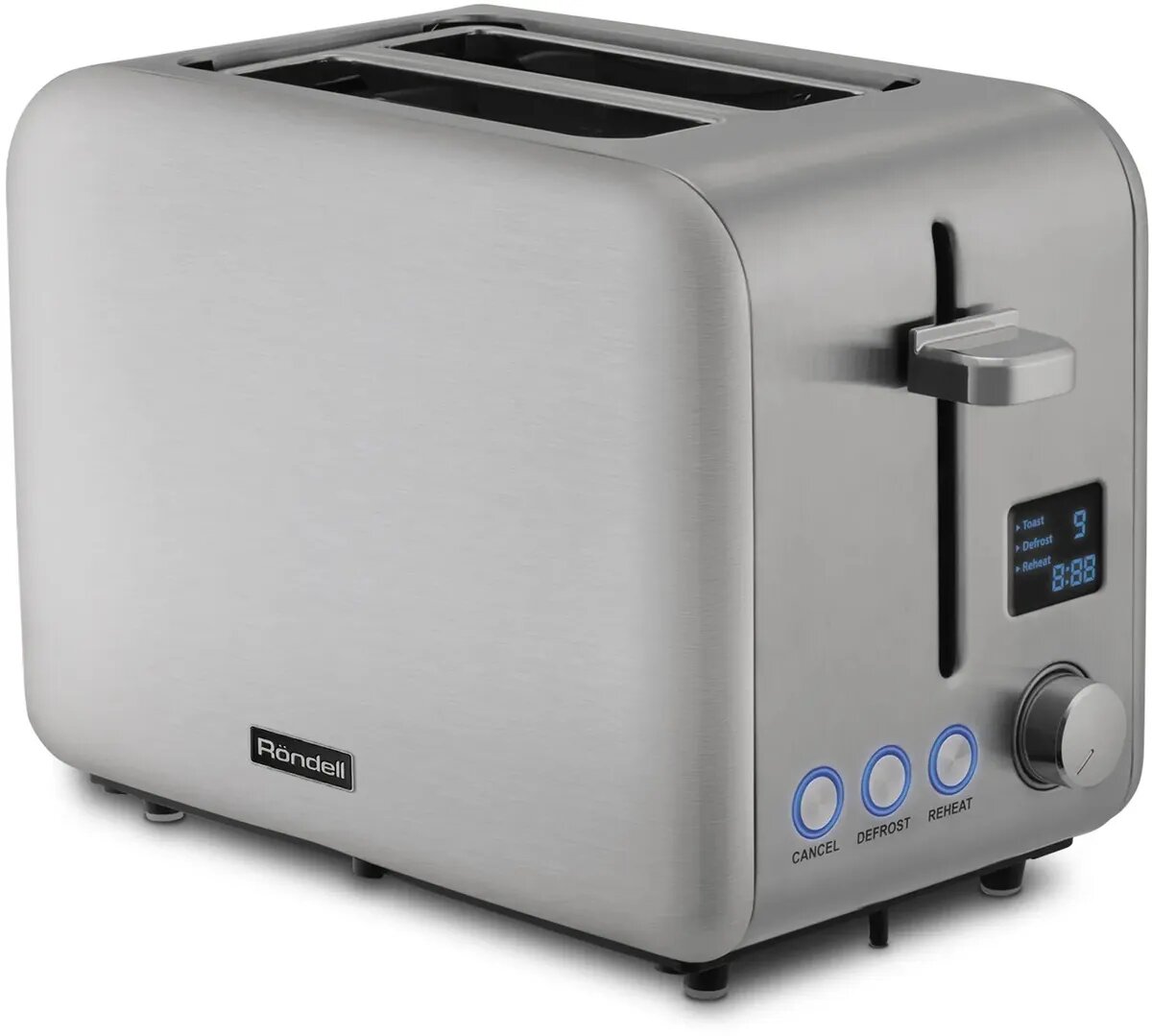 Тостер Rondell RDE-1203, 950 Вт, 2 отделения, 9 режимов, стальной