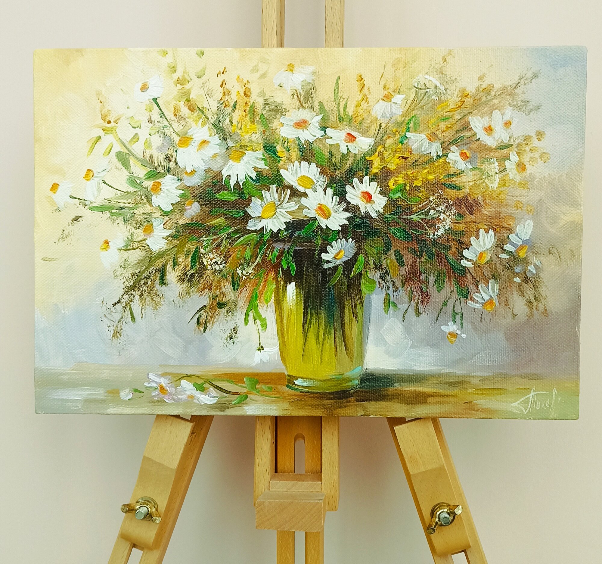 Импрессионизм от Художественной мастерской Грëзы. 100 % ручная работа, 100% живопись. Масло/холст. Ромашки. 20х30 см