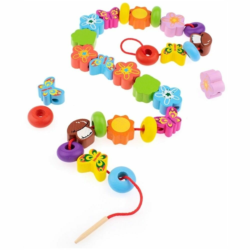 Бусы Томик "Полянка" 29 деталей, дерево (1-72)