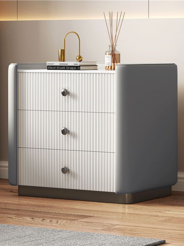 Легкая роскошная прикроватная тумбочка из каменной плиты в итальянском стиле, бытовая современная минималистичная прикроватная тумбочка из массива дерева с тремя выдвижными ящиками