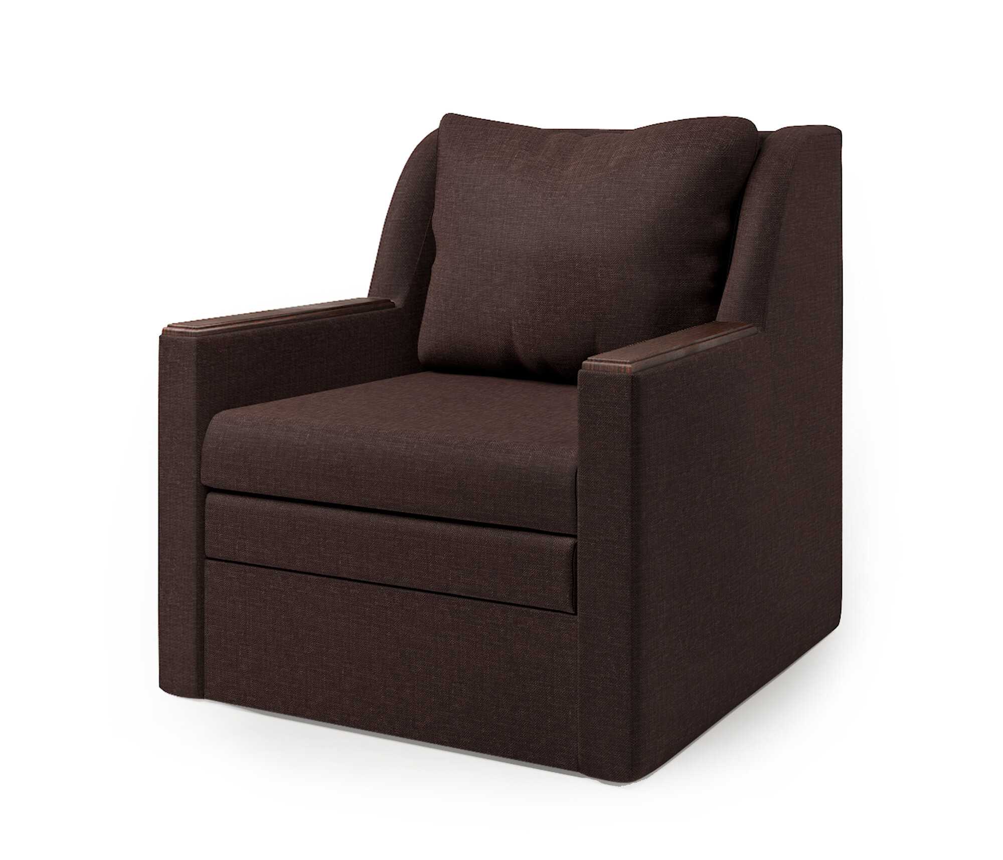 Кресло-кровать Шарм-Дизайн Соло раскладное кресло в гостиную, для дома, с ящиком для белья, 62х190 см, рогожка, шоколад