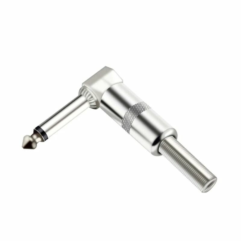 4 шт. 6,35 мм разъем для микрофона, угловой разъем для сборки, 6,3 мм, моно, никелированный аудиоразъем