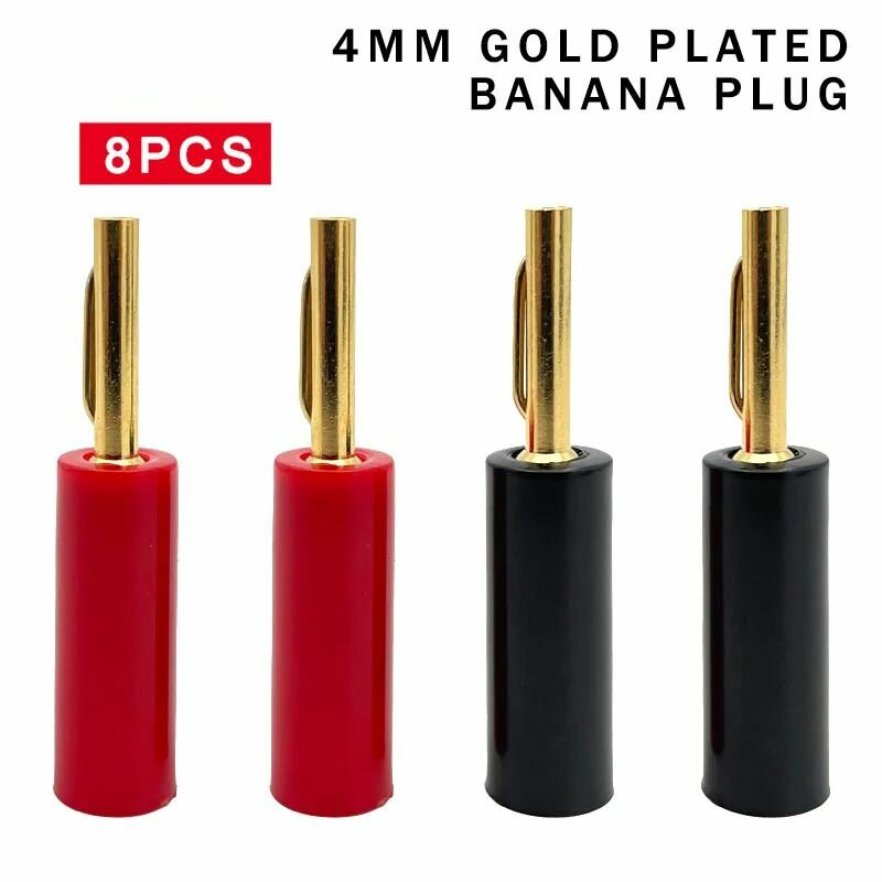 8 шт. 4 мм позолоченный разъем типа «банан» для динамика без сварки, штекер для аудио-видео кабеля-адаптера