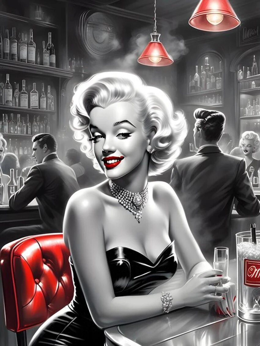 Алмазная мозаика на подрамнике "Мэрилин Монро" круглые бриллианты 40х50см