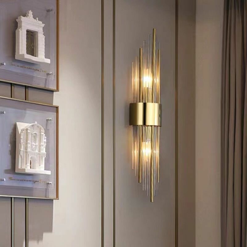 Современный роскошный золотой светодиодный настенный светильник бра для внутреннего оформления Гостиной Спальни лестницы