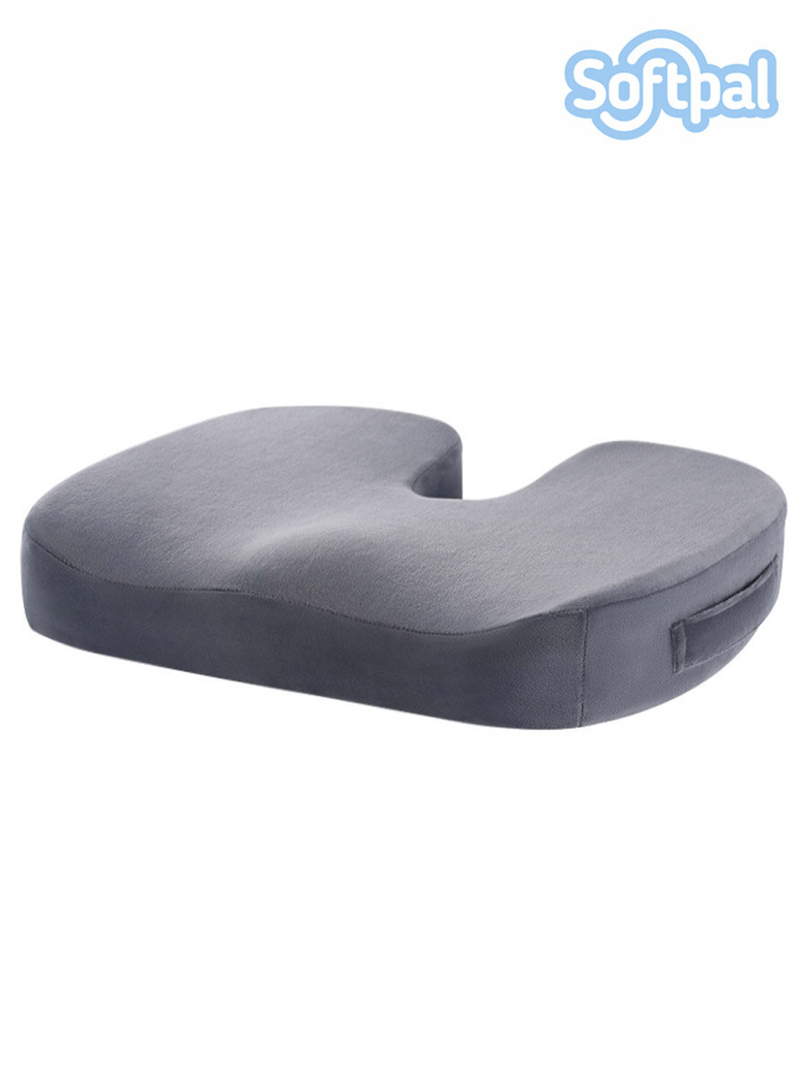 Подушка ортопедическая на кресло, стул с эффектом памяти, для беременных, для позвоночника и геморроя, серая