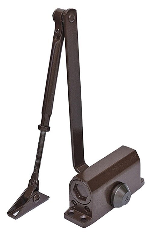 Доводчик дверной NOTEDO / Нотедо DC-080 гидравлический, верхний, коричневый, макс ширина двери 1250мм, до 100кг, расстояние между креплениями 165мм / фурнитура