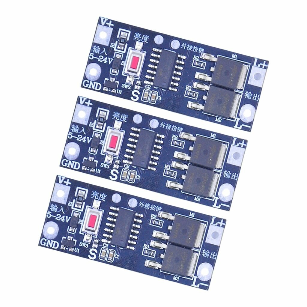3 светодиода постепенно загораются, постепенно гаснут, медленно включаются, медленно гаснут, низковольтная лампа с модулем драйвера