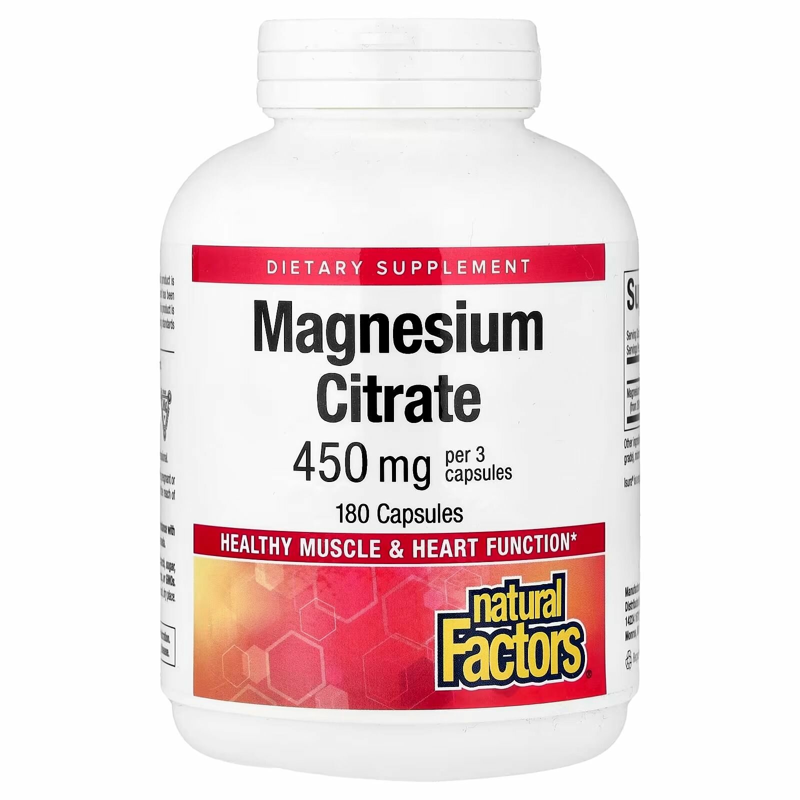 Магний цитрат, Natural Factors Magnesium Citrate, 150 мг, 180 капсул